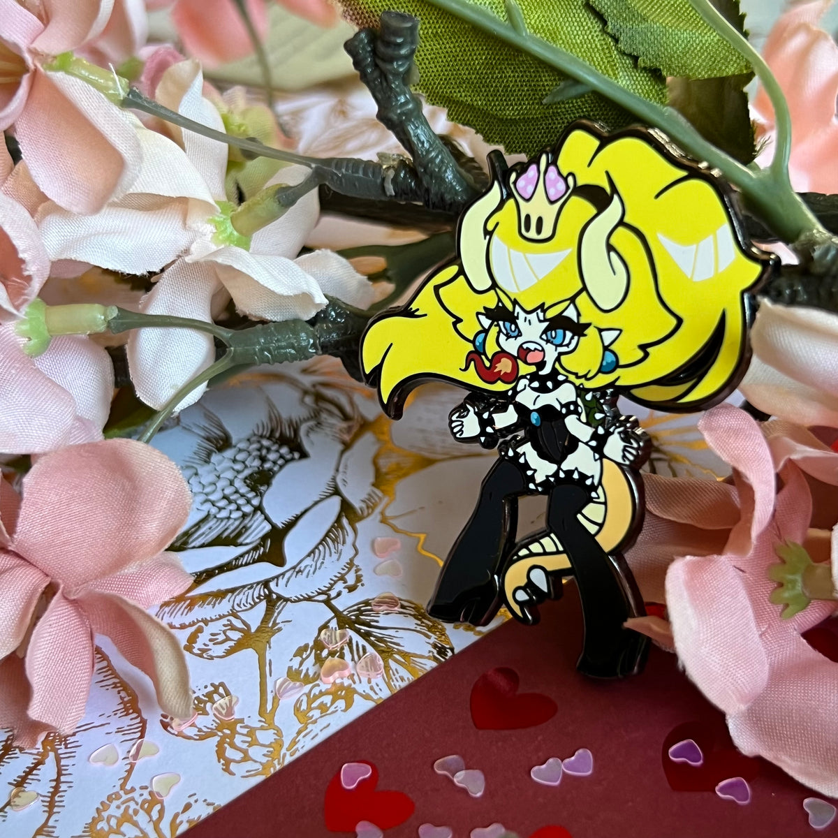 Blonde Bowsette Enamel Pin – Peachypitart