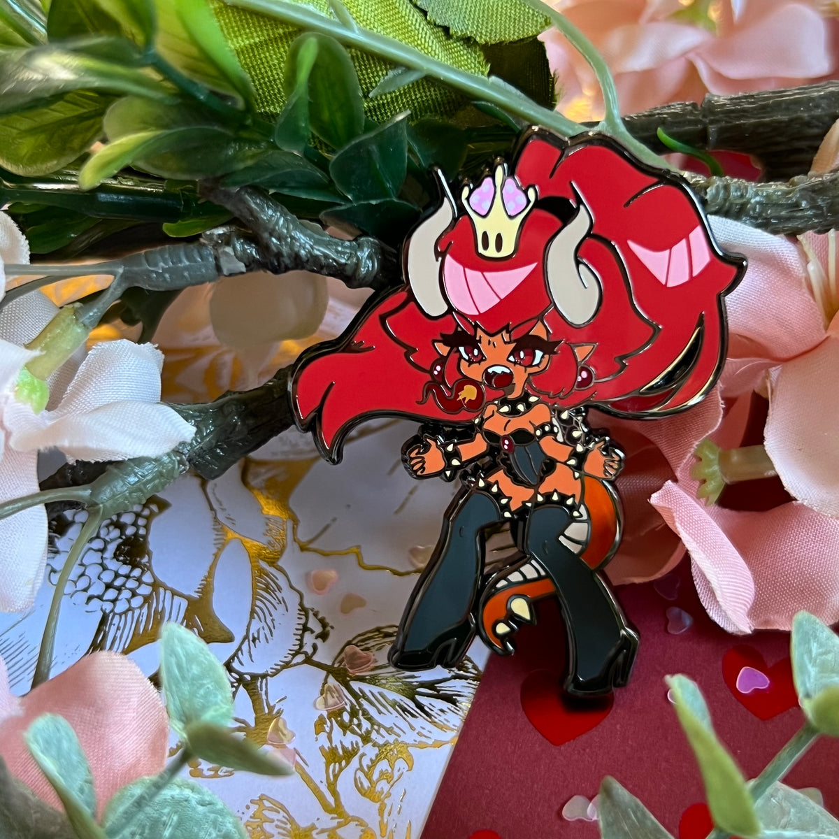 Red Bowsette Enamel Pin – Peachypitart